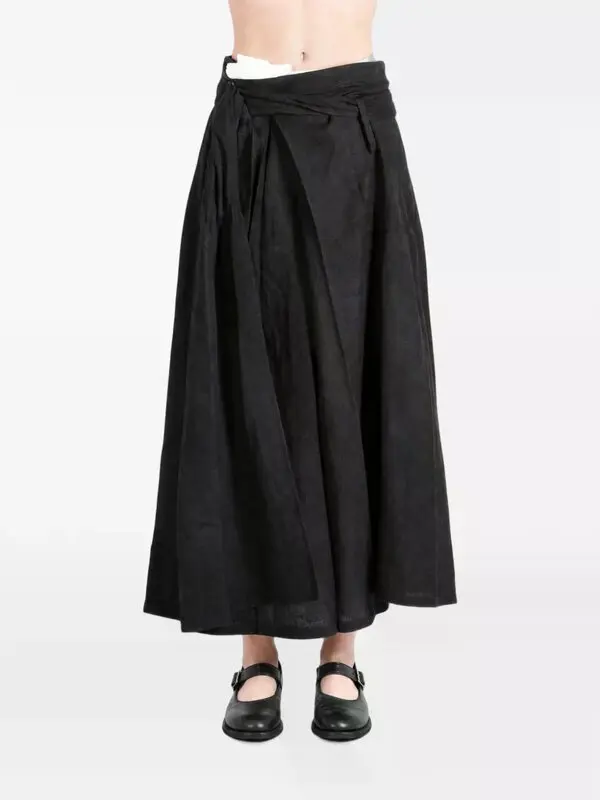 Yohji Yamamoto Wrap-style Pleated Midi Skirt
