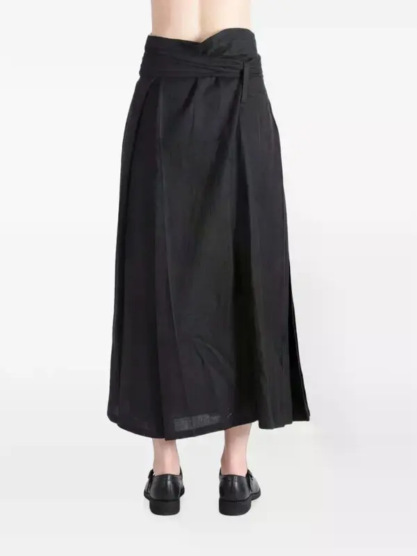 Yohji Yamamoto Wrap-style Pleated Midi Skirt