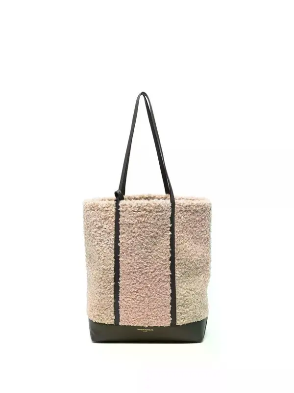 Maison Kitsuné Faux-shearling Leather-trim Shoulder Bag