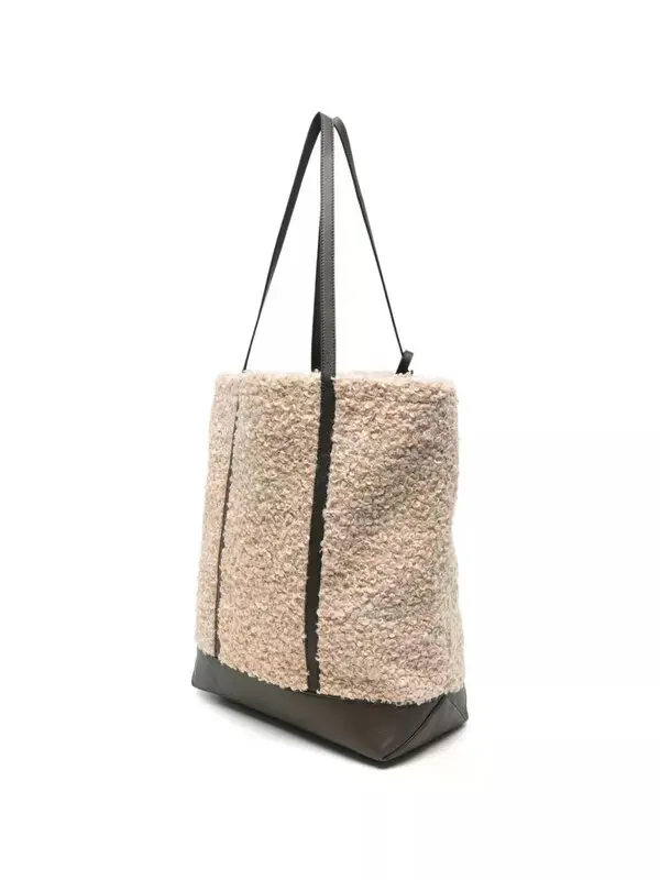 Maison Kitsuné Faux-shearling Leather-trim Shoulder Bag