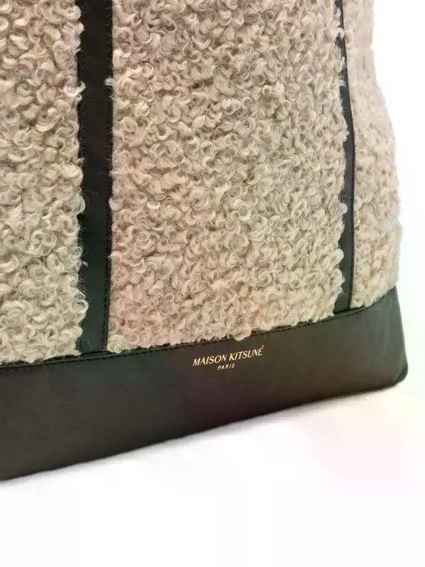 Maison Kitsuné Faux-shearling Leather-trim Shoulder Bag