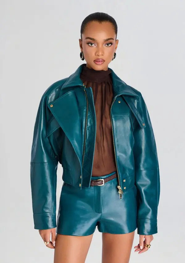 Retrofete Lykke Leather Jacket - Sarcelle