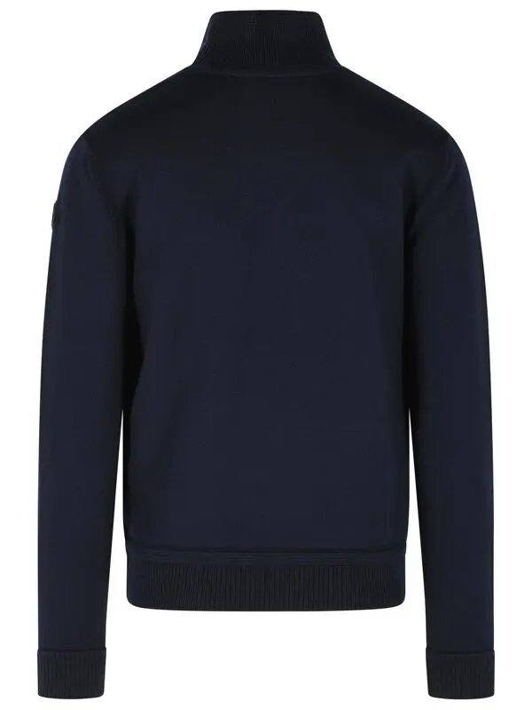 Moncler Padded Virgin Wool Cardigan With Zip Navy