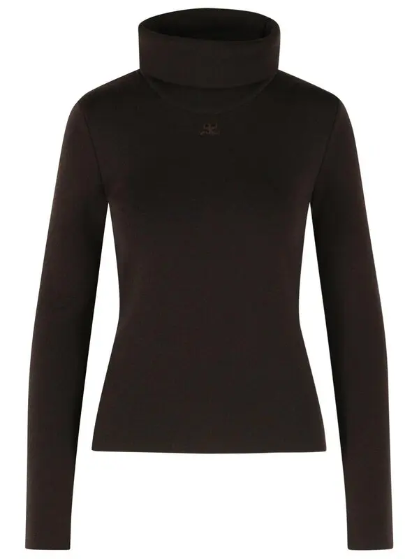 COURREGES Merino Wool Turtleneck Sweater - Brown