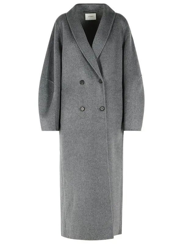 LISA YANG Shawl' Grey Wool And Cashmere Coat