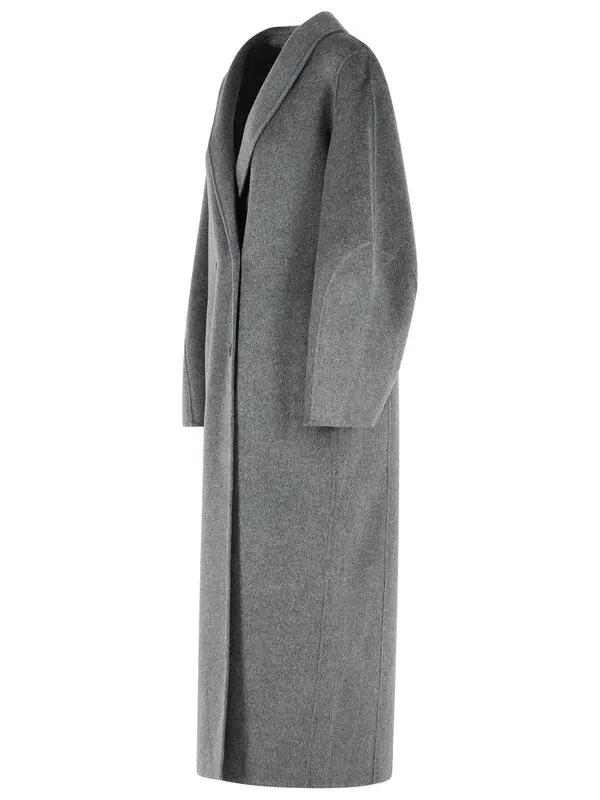 LISA YANG Shawl' Grey Wool And Cashmere Coat