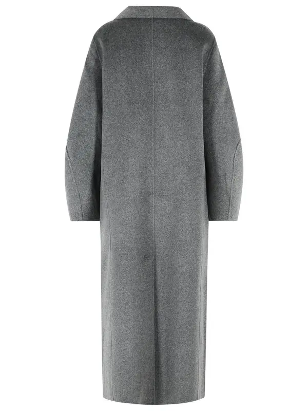 LISA YANG Shawl' Grey Wool And Cashmere Coat