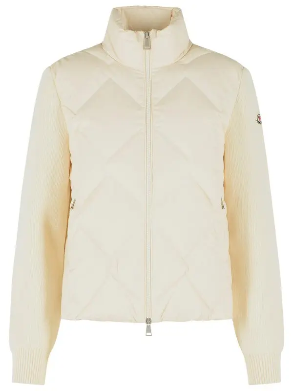 Moncler Tricot' Ivory Virgin Wool Cardigan - White