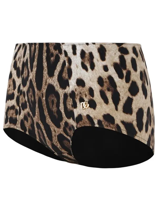 Dolce & Gabbana Leo Print Stretch Polyamide Beach Culottes - Brown