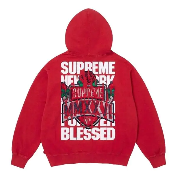Supreme Fw26 Blessed Appliqué Zip Up Hooded Sweatshirt
