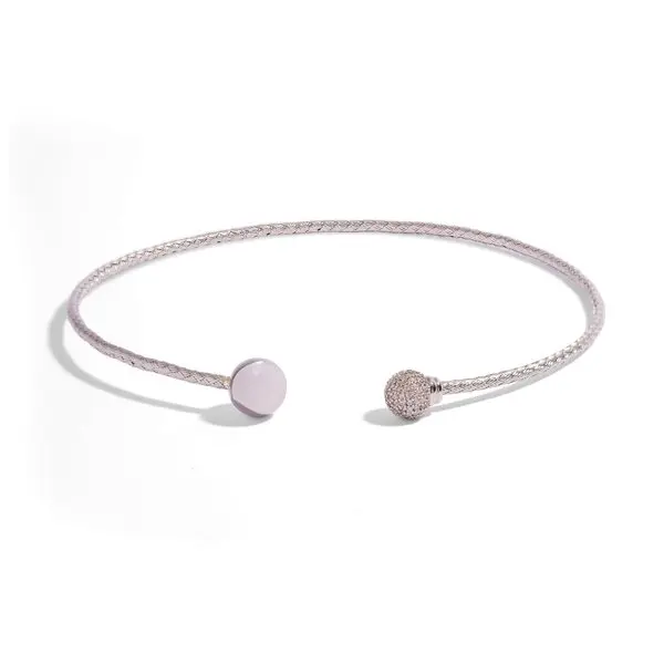 EBRU JEWELRY Woven Sterling Pave Sphere Choker Necklace