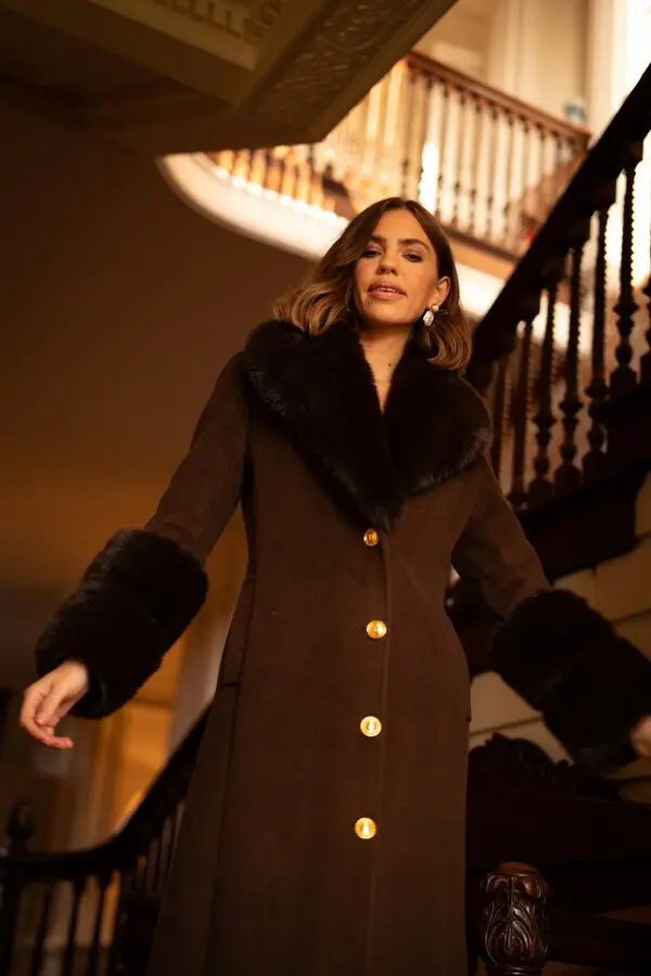 HORTONS ENGLAND Huntington Chocolate Cashmere Coat - Brown