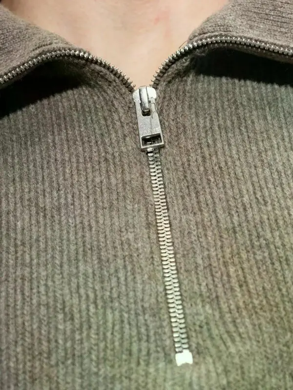 FRAME Retro Ribbed-knit Half-zip Sweater