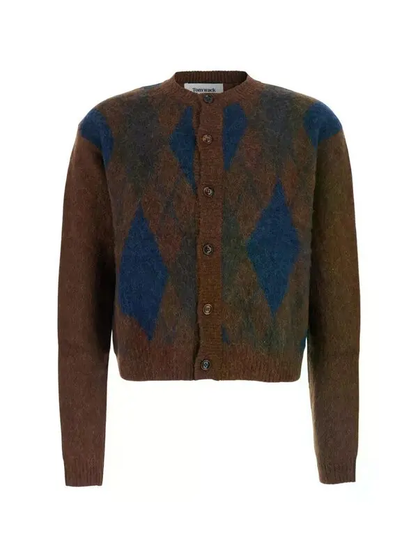 TONYWACK Argyle-intarsia Crew-neck Cardigan