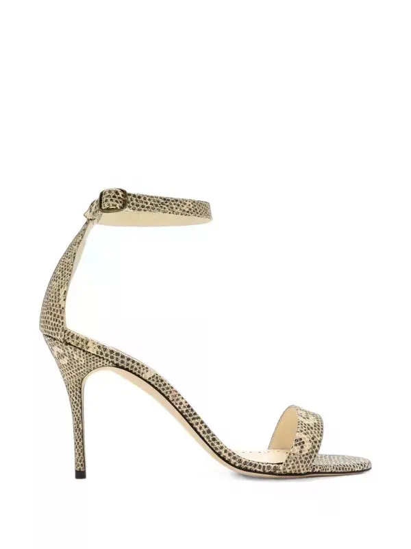 Manolo Blahnik Chaos Snakeskin-effect Leather Sandals - Neutrals
