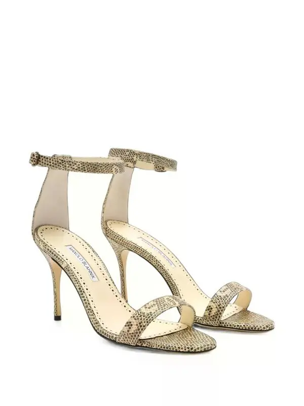 Manolo Blahnik Chaos Snakeskin-effect Leather Sandals - Neutrals