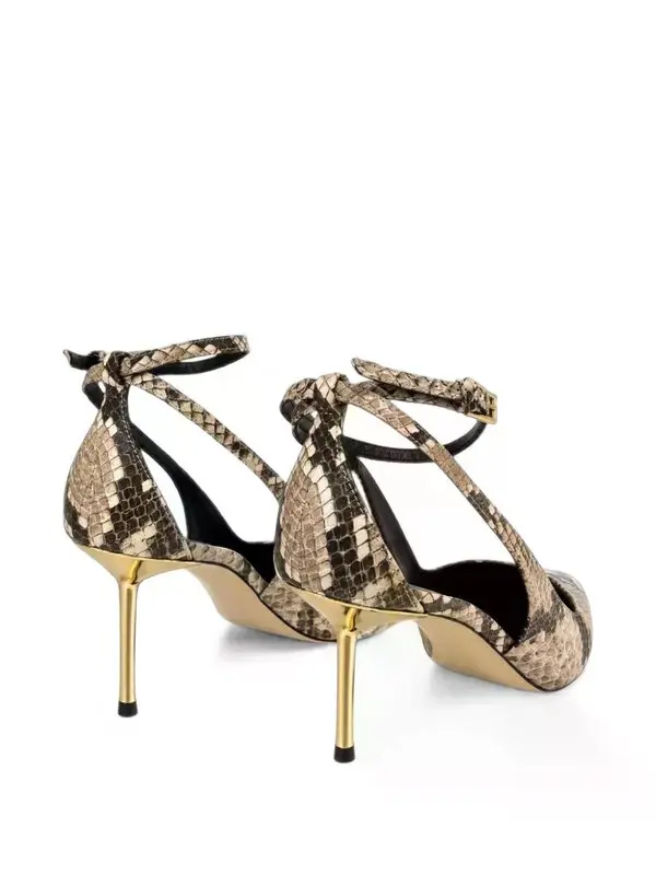 NINALILOU Python-effect Pointed-toe Pumps