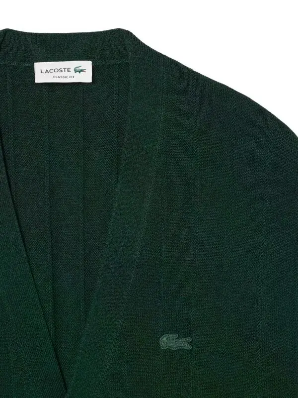 Lacoste Ribbed-knit V-neck Cardigan