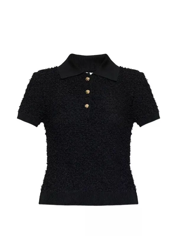 Balmain Tweed Short-sleeve Polo Shirt