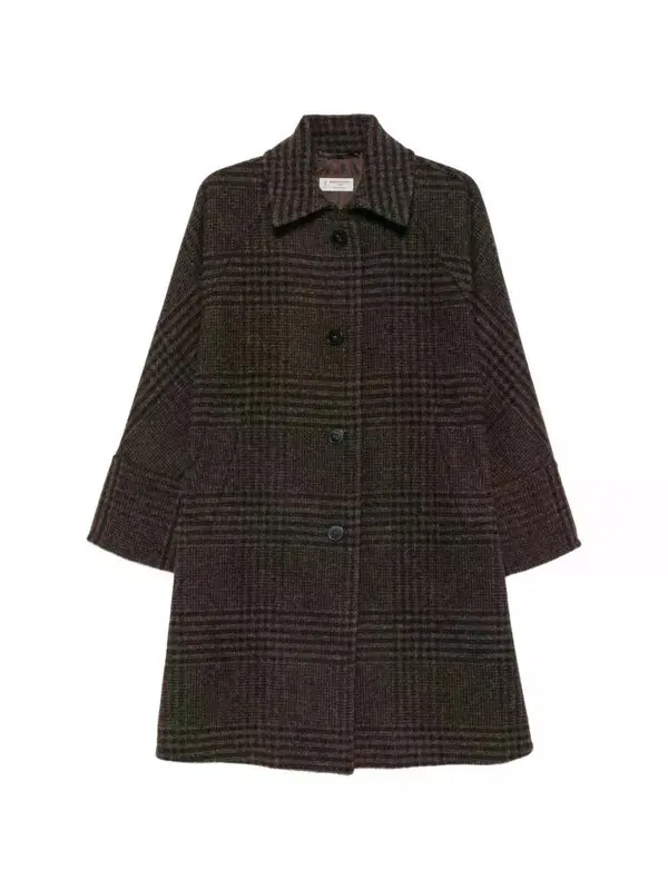 Alberto Biani Check-pattern Coat - Brown