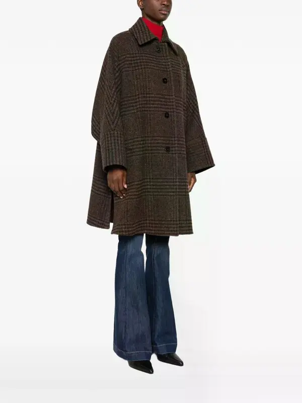Alberto Biani Check-pattern Coat - Brown