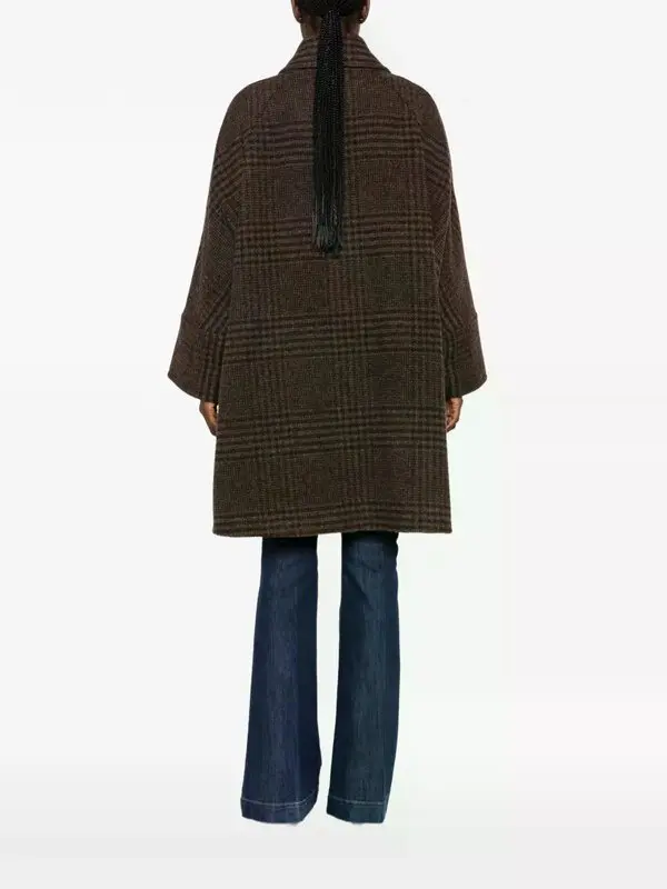 Alberto Biani Check-pattern Coat - Brown