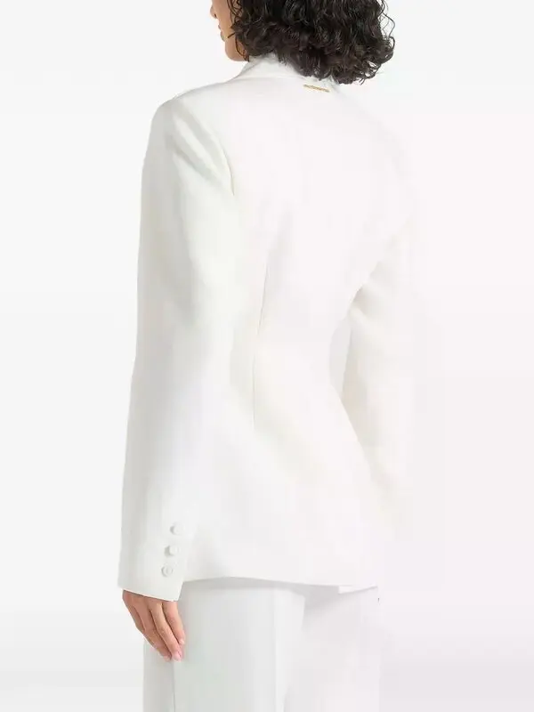 Manière De Voir Maia Double Breasted Satin Lapel Hourglass Blazer - White