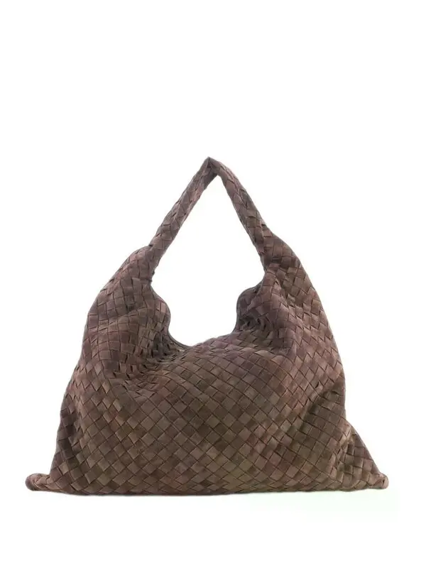 Bottega Veneta Hop Intrecciato Suede Large Hobo Bag - Brown