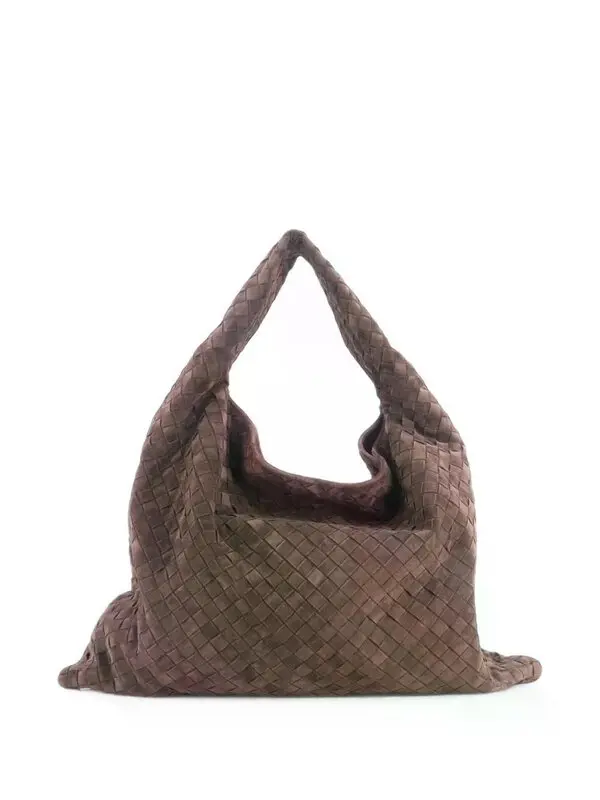 Bottega Veneta Hop Intrecciato Suede Large Hobo Bag - Brown