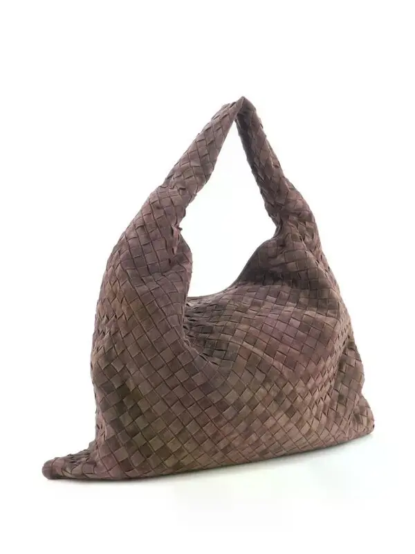 Bottega Veneta Hop Intrecciato Suede Large Hobo Bag - Brown