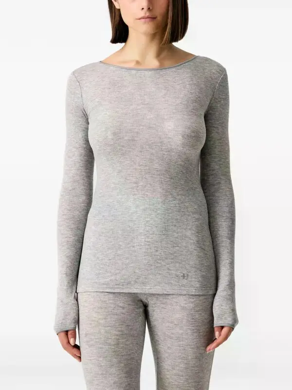 Chantelle Ribbed-knit Long-sleeve Top Loungewear - Grey