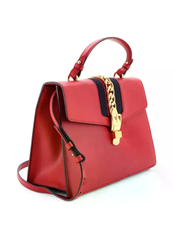 Gucci Sylvie Top Handle Bag Leather Medium Satchel