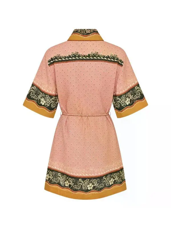 ALEMAIS Darcey Paisley-print Belted Mini Shirt Dress