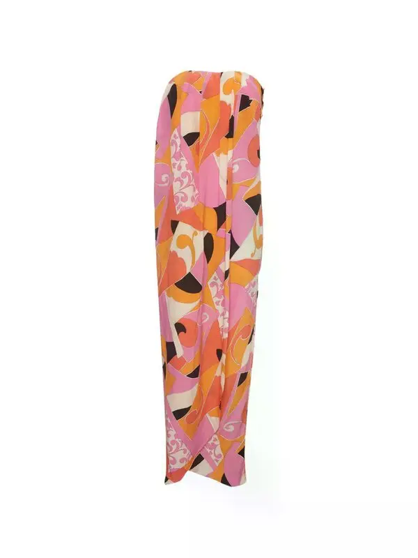 ELLA LUNA Abstract-print Strapless Flared Maxi Dress