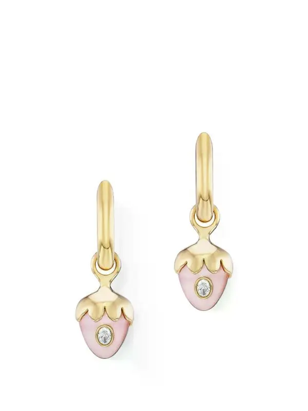 UNIFORM OBJECT Pink Opal And Diamond Huggie Earrings