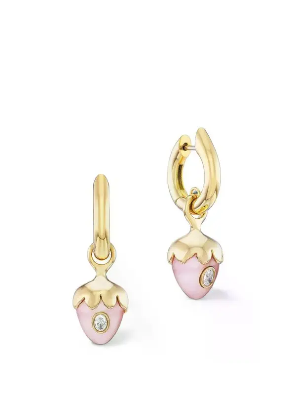 UNIFORM OBJECT Pink Opal And Diamond Huggie Earrings
