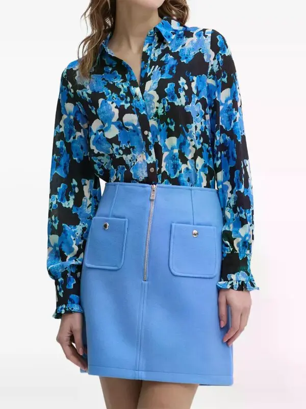 MORGAN Floral-print Button-down Shirt - Blue