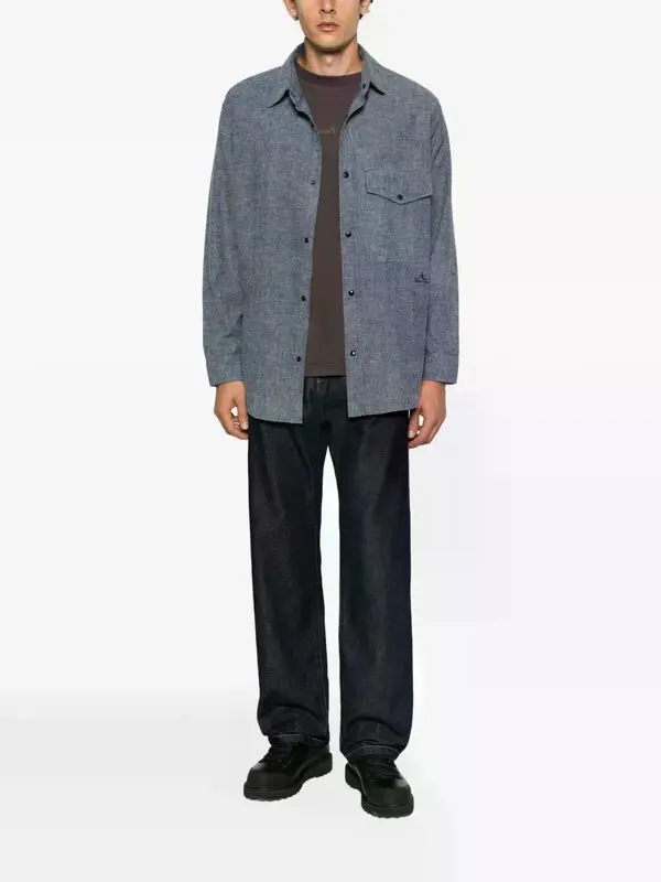 Stone Island Logo-embroidered Chest-pocket Shirt