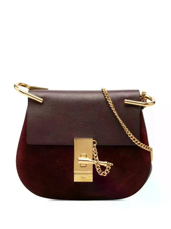 Chloé 2014-2020 Mini Bicolor Suede And Calfskin Drew Crossbody Bag - Red