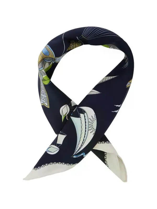 Tory Burch Hot Air Balloon Neckerchief Scarf - Blue