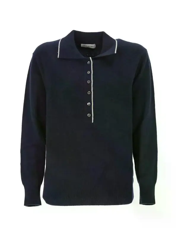 IRREPLACEABLE Contrast-trim Polo-collar Sweater