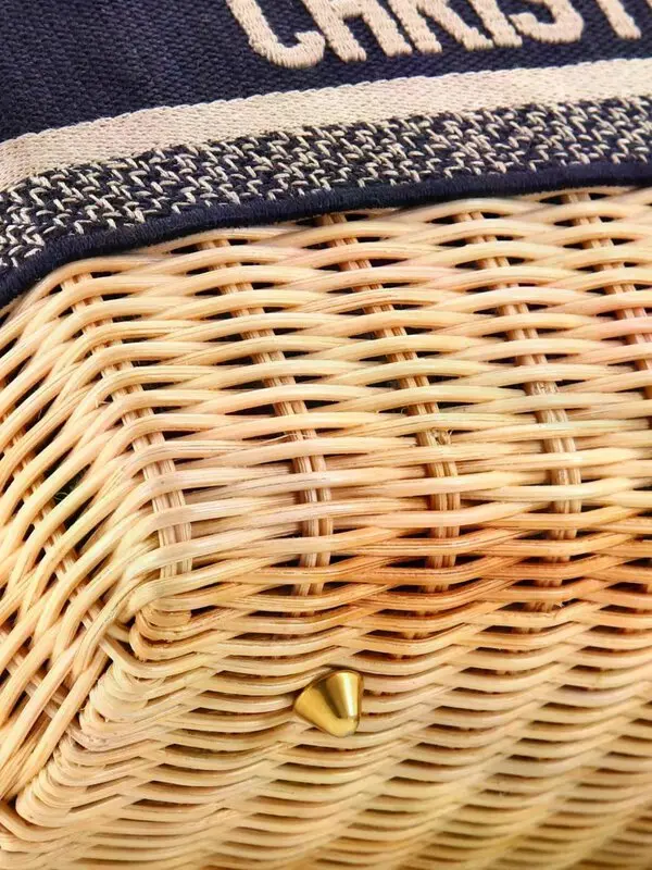 Dior Lady Bag Wicker And Oblique Canvas Medium Tote Bag