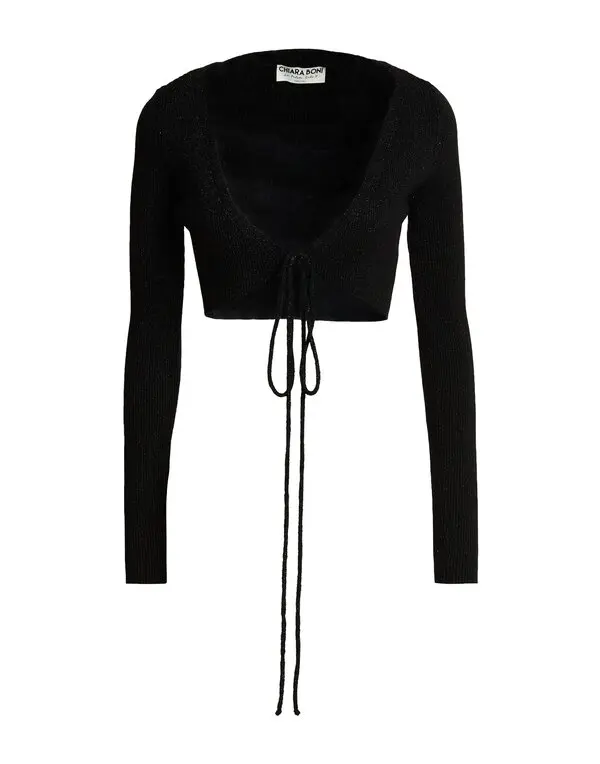 Chiara Boni La Petite Robe Wrap Cardigans Size Viscose, Polyester, Metallic Polyester, Polyamide - Black