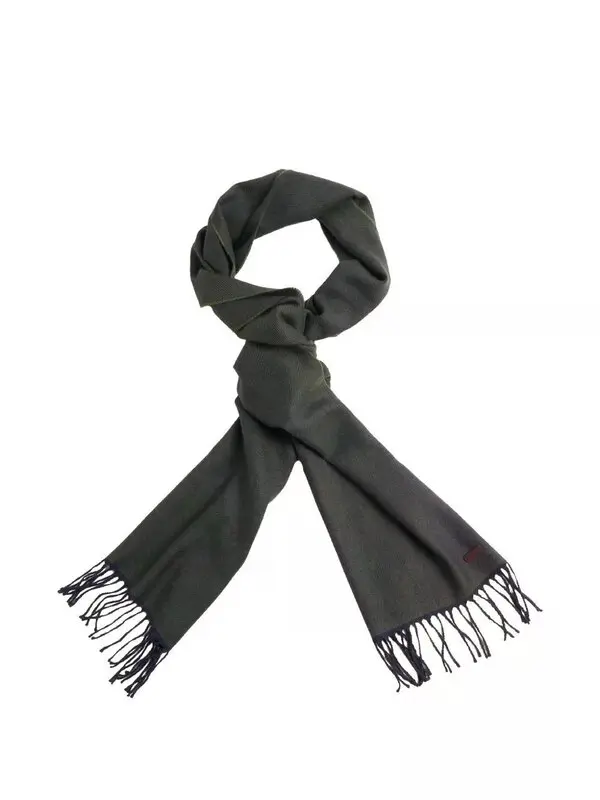 Eton Fringed Knitted Scarf - Green