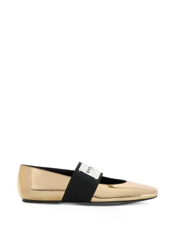 Givenchy Sliced Square Ballerinas In Mirror Effect Leather