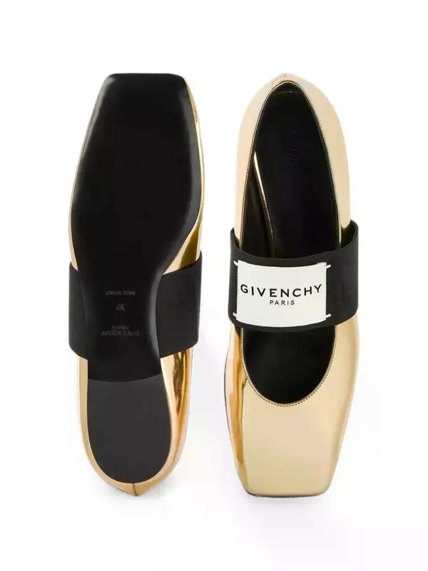 Givenchy Sliced Square Ballerinas In Mirror Effect Leather