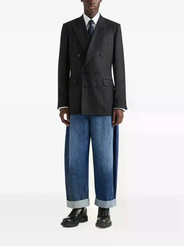 Givenchy Double Breasted Fitted Jacket In Striped Wool