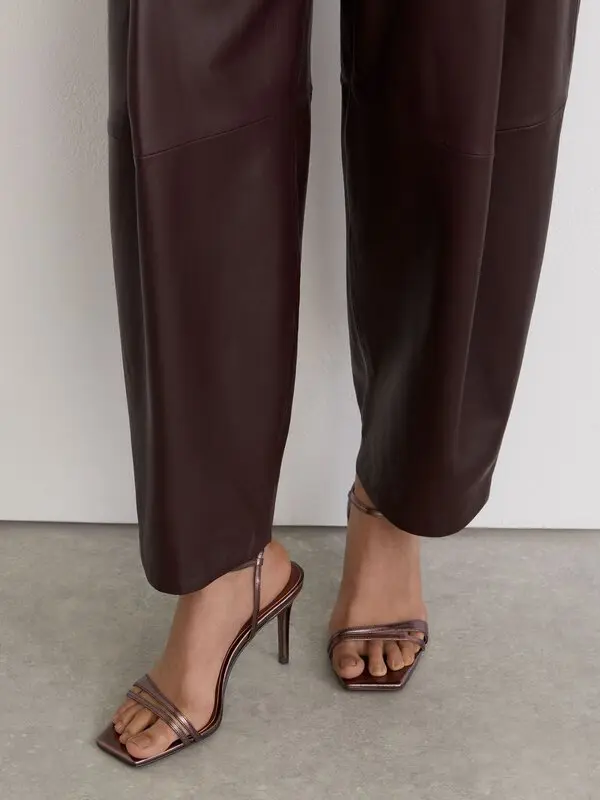 REISS Margot Leather Metallic Strappy Heeled Sandals