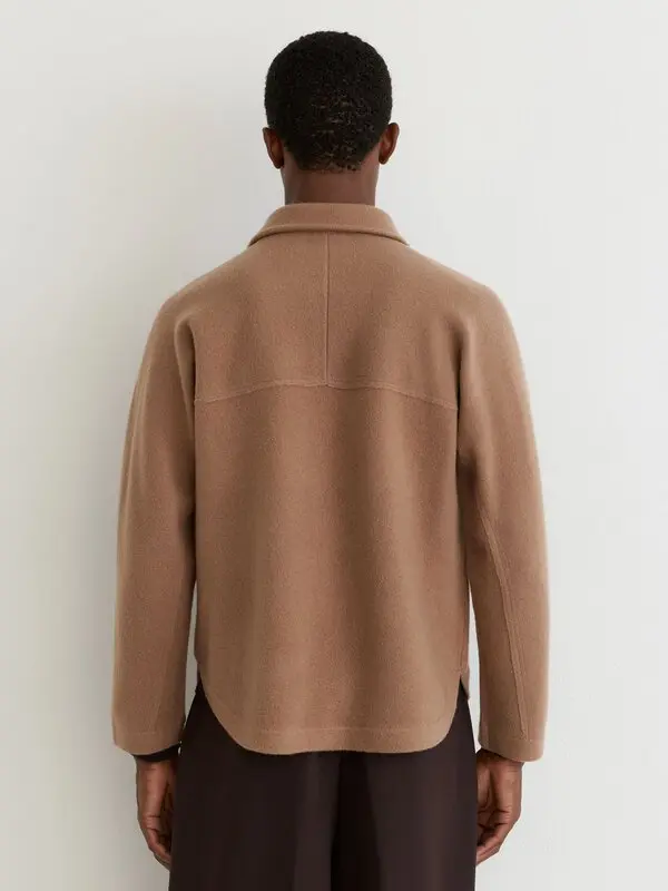REISS Lockwood Boiled Wool Twin-pocket Overshirt - Camel