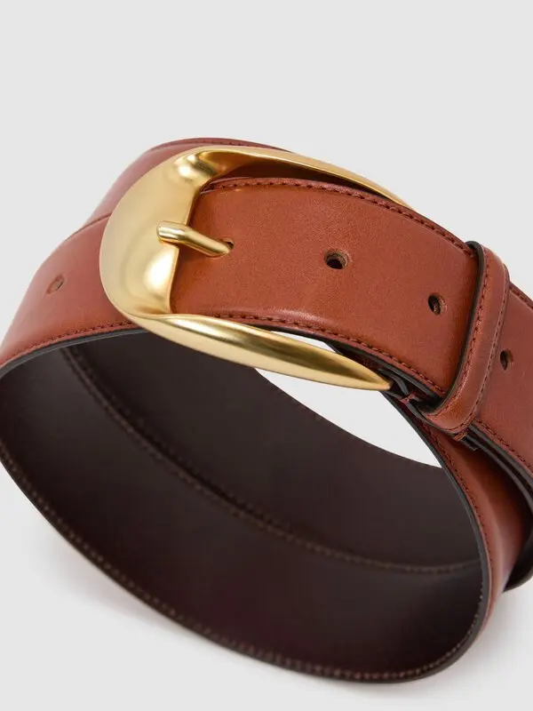 REISS Sammy Leather Rounded-buckle Belt